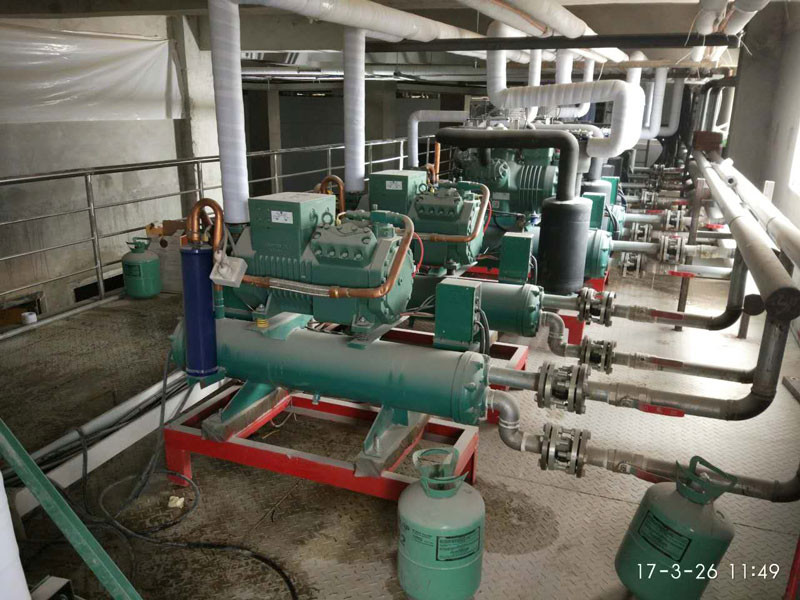 Customized Air Cooled Screw Compressor Unit For Pork Cold Storage 80HP